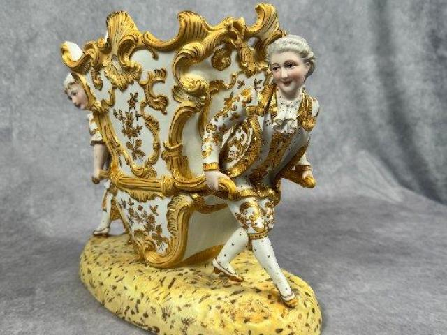 19th Century German Polychrome Porcelain Figurine of a Rococo Couple in ...